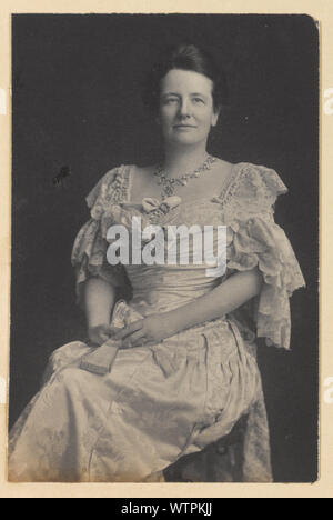 A photograph of Edith Roosevelt, the First Lady, attending a horse show ...