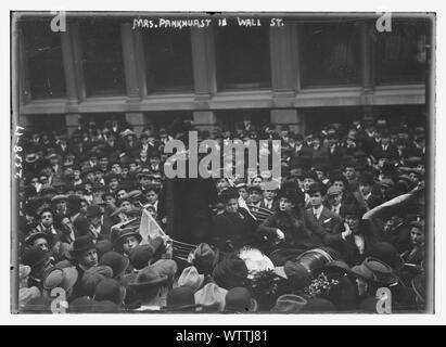 Mrs. Pankhurst in Wall St., 1911. Shows a woman suffrage meeting in New ...