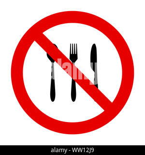 Cutlery and prohibition sign Stock Photo - Alamy