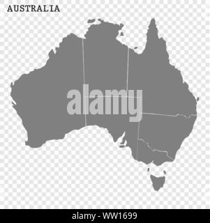 High quality map of Australia with borders of the regions Stock Vector ...