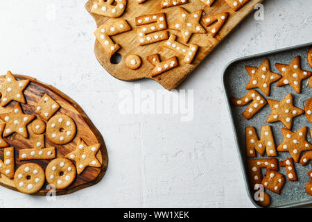 Gingerbread cookies in alphabet and number shapes Stock Photo - Alamy