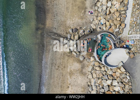 Gudlaug baths, geothermal hot tubes, located on Langisandur, Akranes ...