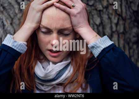 Headache, female having migraine pain, bad health, Asian woman feeling ...