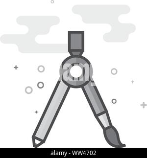 Compass icon in flat outlined grayscale style. Vector illustration ...