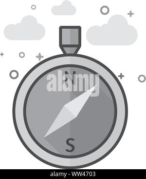 Compass icon in flat outlined grayscale style. Vector illustration ...