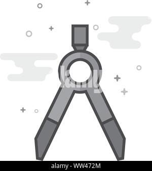 Compass icon in flat outlined grayscale style. Vector illustration ...