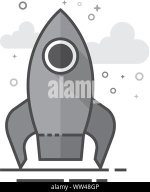 Gray rocket icon in flat design. Simple rocket icon, isolated on light ...