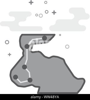 Rally route map icon in thick outline style. Black and white monochrome ...