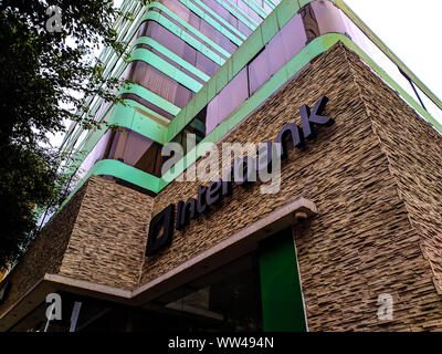 Logo interbank, one of the two biggest banks in Lima Peru Stock Photo ...