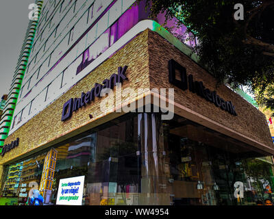 Logo interbank, one of the two biggest banks in Lima Peru Stock Photo ...