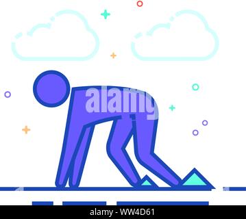 Starting line icon in outlined flat color style. Vector illustration ...