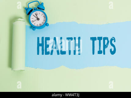 Handwriting text writing Health Tips. Conceptual photo advice or ...