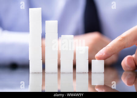 Reduce Sugar Concept. Sugar Cubes In Declining Chart Stock Photo - Alamy