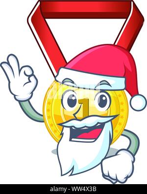 Santa with gift gold medal hung on cartoon wall Stock Vector Image ...