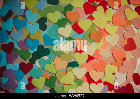 Paper rainbow colors hearts flat lay. Love concept, emotions spectrum ...