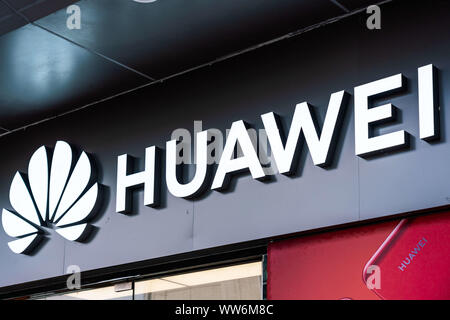 A logo of Chinese company Huawei is seen on the Greenline Kacerov ...