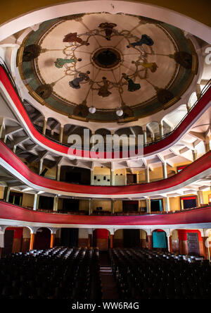 Decorated ceiling inside the old opera house from the italian colonial ...