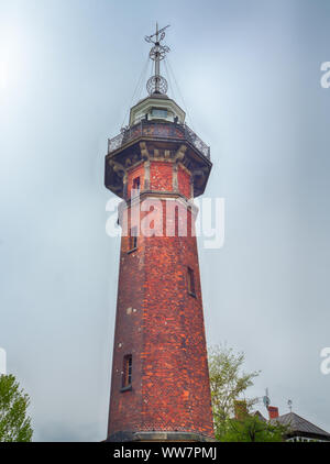 Gdansk lighthouse, view of the Nowy Port Lighthouse on the Westerplatte ...