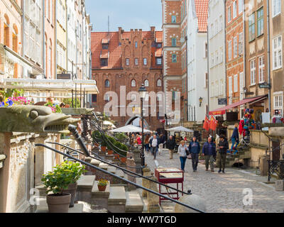 Handrail at Mariacka street, Gdansk, Poland. Old town in Eastern ...