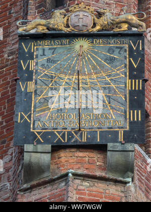 Sundial at the Gdansk City Hall - Poland Stock Photo - Alamy