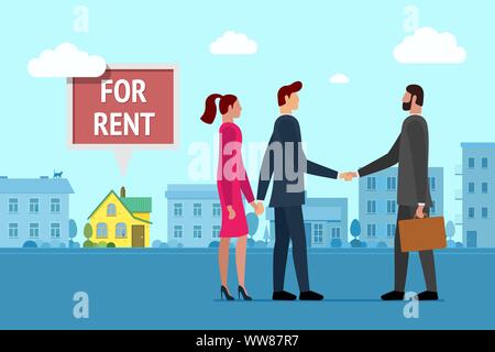 Couple buying real estate flat color vector illustration Stock Vector ...