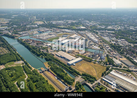 Aerial view, Gelsenkirchen city harbor, Schalke-Nord, Gelsenkirchen ...