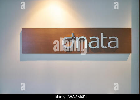 SINGAPORE - CIRCA APRIL, 2019: the dnata Lounge sign at Singapore ...