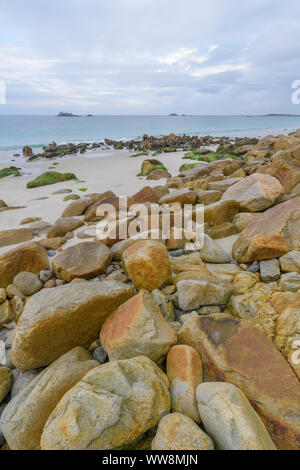France, Finistere, Plouarzel, Ruscumunoc beach along the GR 34 hiking ...