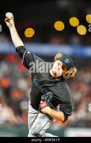 Miami Marlins relief pitcher Ryne Stanek throws during baseball ...