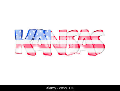 Kansas. Isolated USA state names with white background Stock Photo - Alamy
