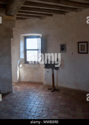 The room of Michel de Montaigne in his castle in Bergerac, in which he ...