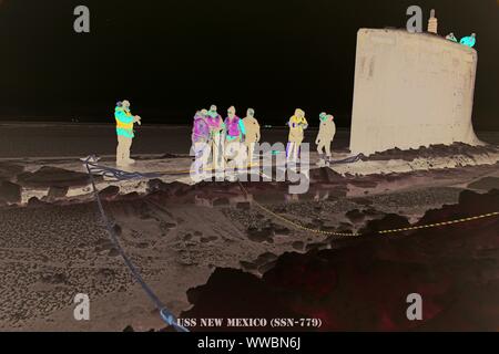 The attack submarine USS New Mexico (SSN 779) surfaces at Ice Camp ...