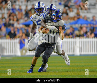 Duke linebacker Shaka Heyward runs a drill at the NFL football scouting ...