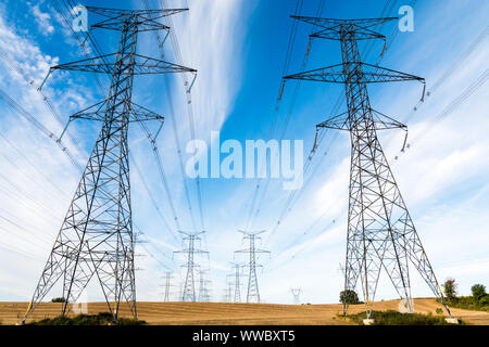 Hydro field showing hydro pole stations Stock Photo - Alamy