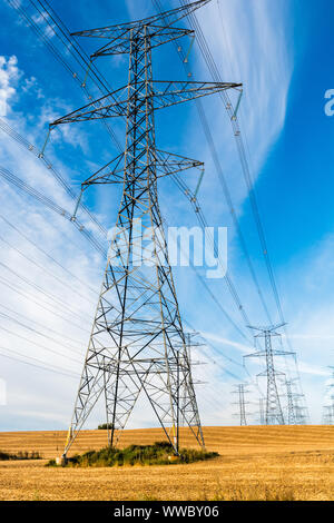 Hydro field showing hydro pole stations Stock Photo - Alamy