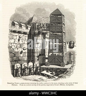 SIEGE TOWER & BATTERING RAM IN ACTION ASSYRIAN ARMY DESTROYING THE ...