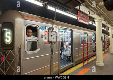 Subway shuttle from Grand Central to Penn Station. New York City Stock ...