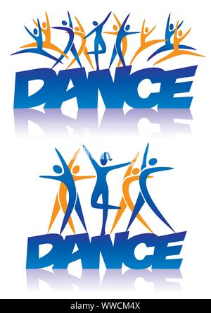 Happy dancing people icons. Modern dance class vector silhouette ...