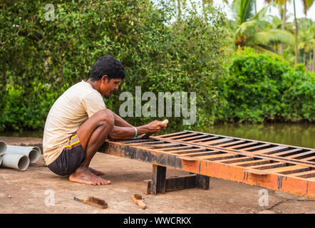 Chinchinim, Goa/India- July 29 2019: Local boy trying his hand at ...