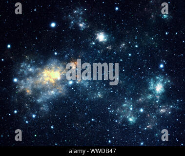 Cyan space nebula, starfield background Stock Photo - Alamy