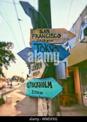 Multiple destination signs and distance from Venice in Florida Stock ...