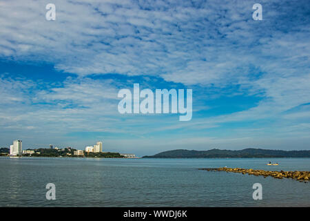 Tun Mustapha Tower (Menara Tun Mustapha) overlooking Likas Bay in Kota ...