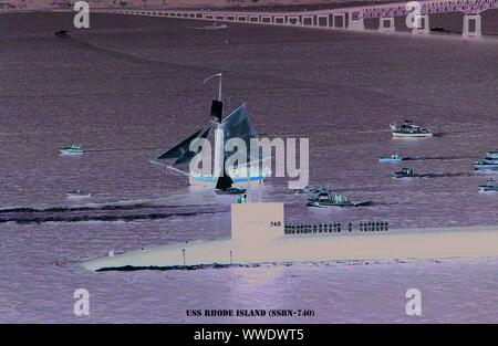 The ballistic missile submarine USS Rhode Island (SSBN 740) returns to ...
