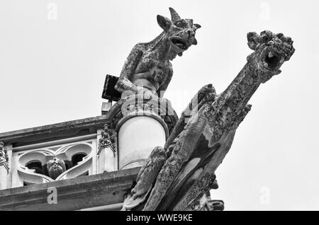 A tower at the Biltmore House in Asheville NC, USA, is flanked by ...