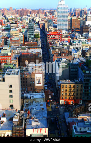 Aerial view of SoHo rooftops, with TriBeCa, East Village, West Village ...
