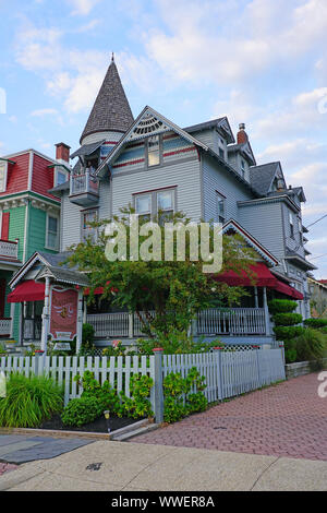 CAPE MAY, NJ -8 SEP 2019- View of colorful historic Victorian houses in ...