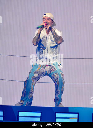 Miami, FL, USA. 14th Sep, 2019. J Balvin performs during his "ARCOIRIS ...