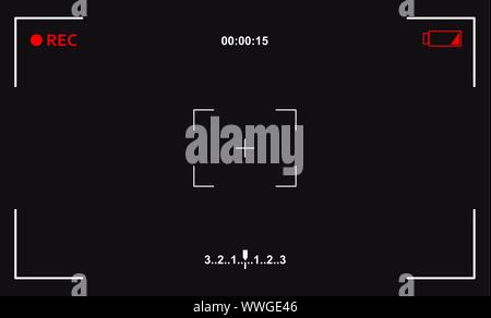 Camera frame. Digital camera display interface. Viewfinder screen on ...