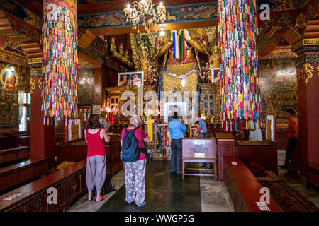 Interior of Maittreya monastery. Boudhanath, Kathmandu, Nepal Stock ...