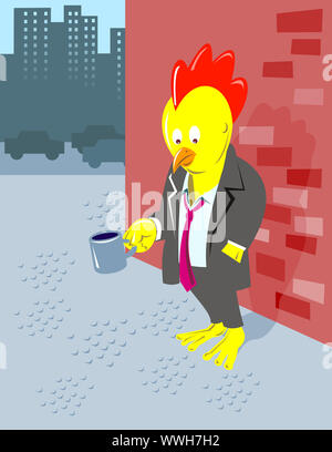 Illustration of a rooster chicken office worker employee working on ...